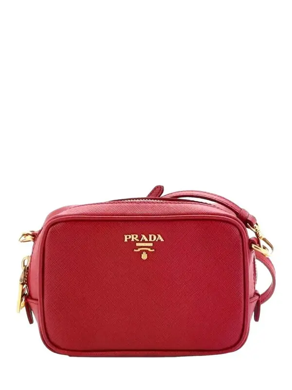 Prada Zip Saffiano Leather Mini Crossbody Bag - Red