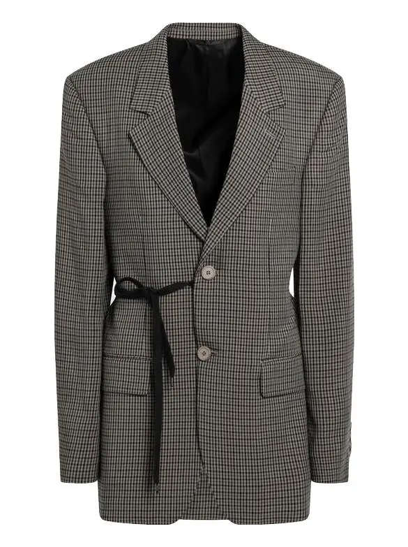 Balenciaga Gingham Lyocell Jacket With Lace Detail - Green