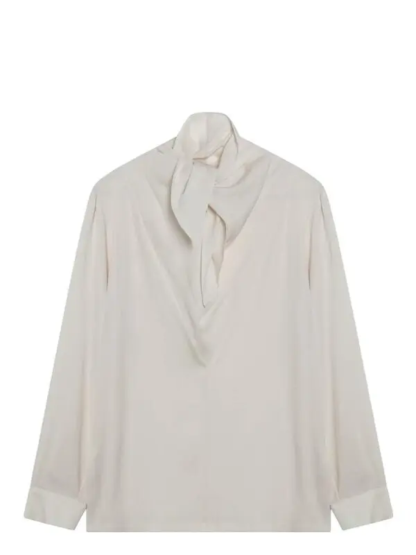 Max Mara Charmeuse Blouse With Tie Collar - Beige