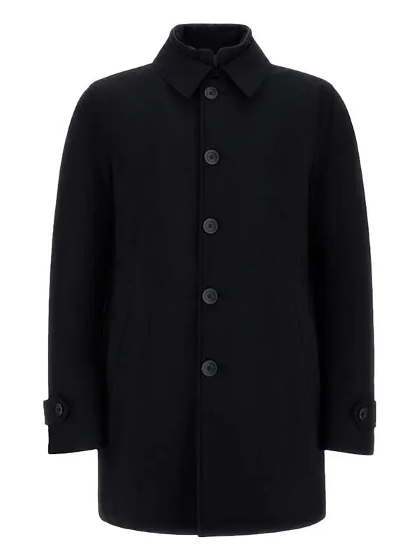 Herno Long Layered Down Coat - Black