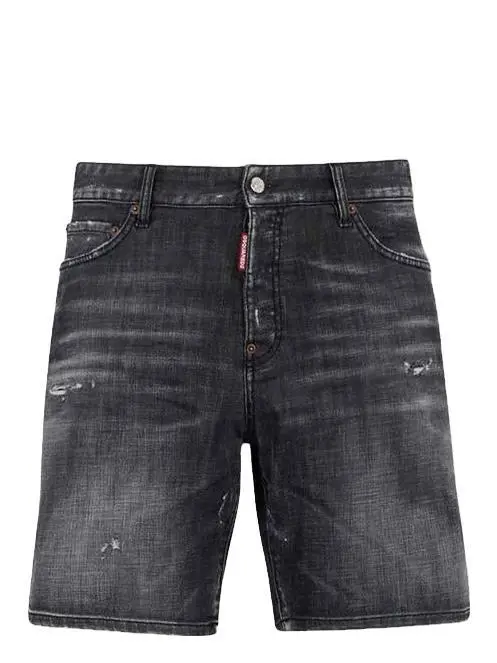 Dsquared2 Straight Denim Bermuda Shorts - Black
