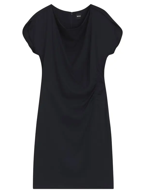 BOSS Gathered Detail Dress With Cowl Neckline - Dark Blue