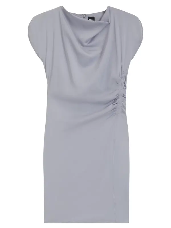 BOSS Gathered Detail Dress With Cowl Neckline - Light Grey