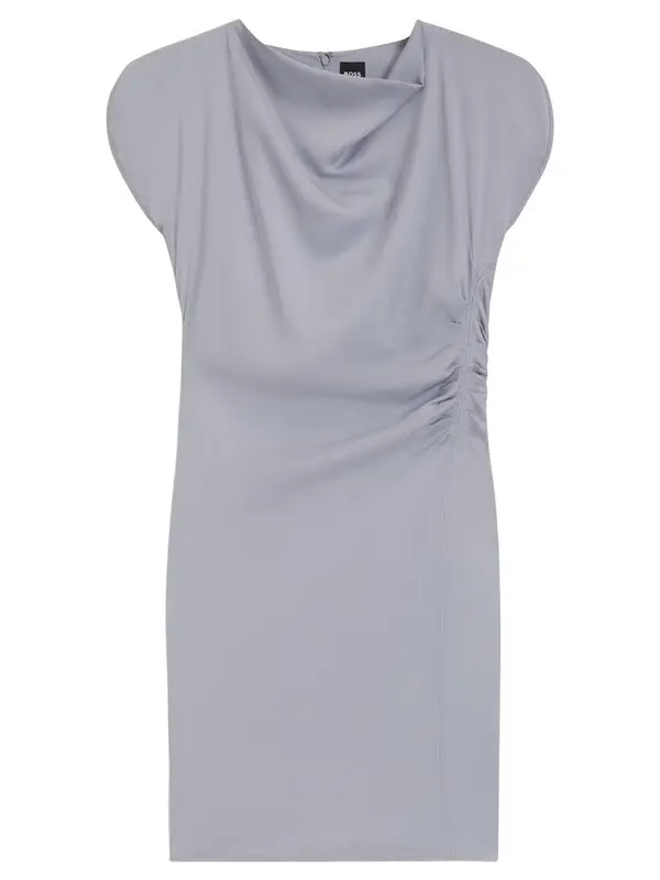 BOSS Gathered Detail Dress With Cowl Neckline - Light Grey