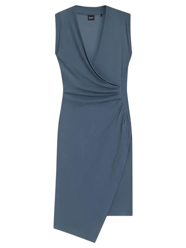 BOSS Gathered Wrap Dress - Light Blue