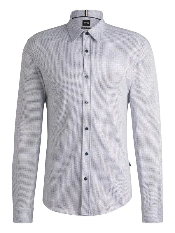 BOSS Slim-fit Shirt In Structured Cotton Jersey - White