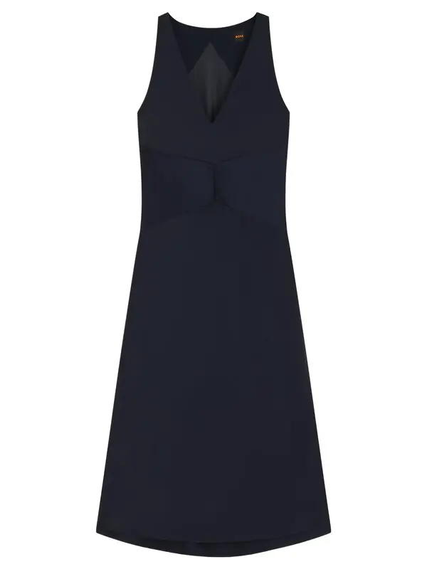 BOSS Crinkle Satin Gathered-front Dress - Dark Blue