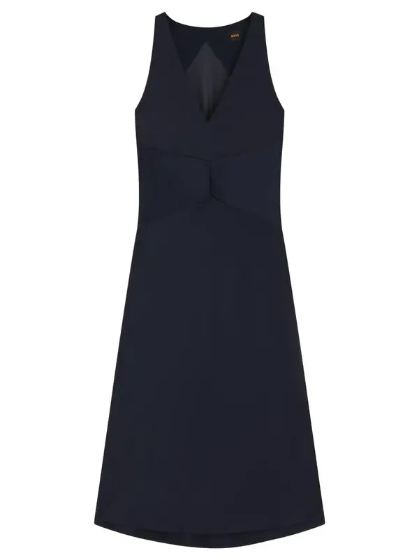 BOSS Crinkle Satin Gathered-front Dress - Dark Blue