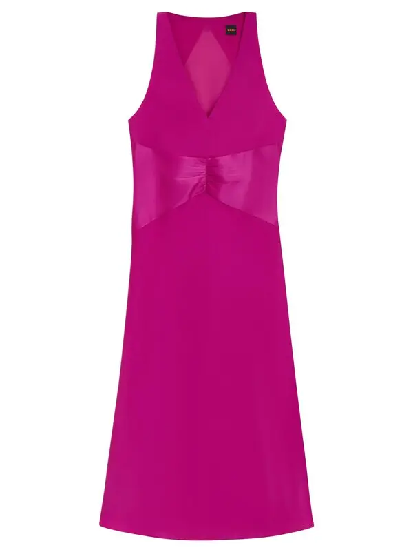 BOSS Crinkle Satin Gathered-front Dress - Dark Pink