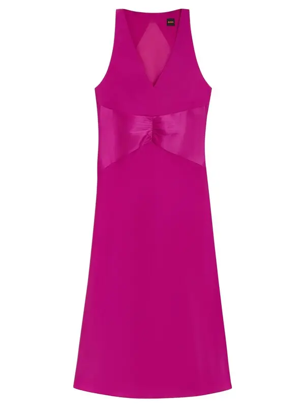 BOSS Crinkle Satin Gathered-front Dress - Dark Pink