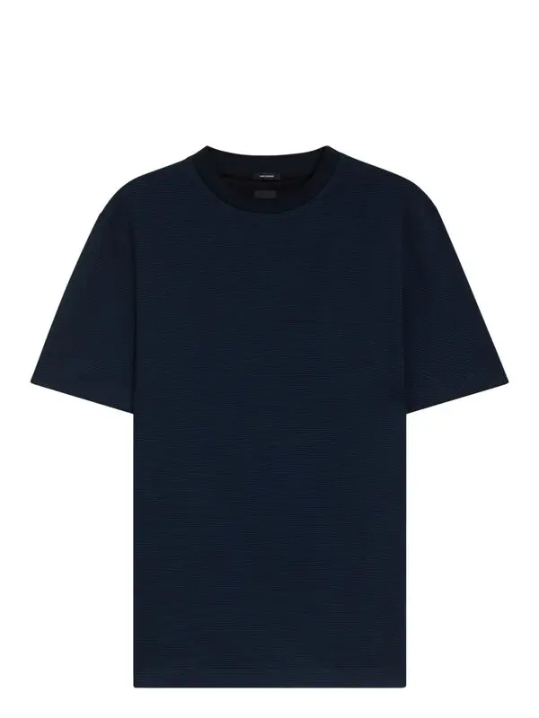 BOSS Micro-pattern T-shirt In Mercerised Cotton - Dark Blue