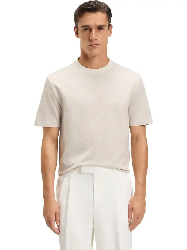 BOSS Micro-pattern T-shirt In Mercerised Cotton - White