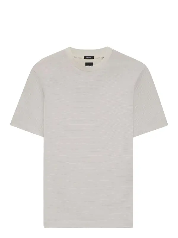 BOSS Micro-pattern T-shirt In Mercerised Cotton - White