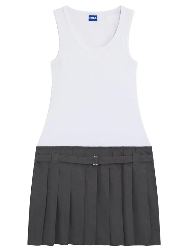 Hugo Sleeveless Dress With Pleated Skirt - White