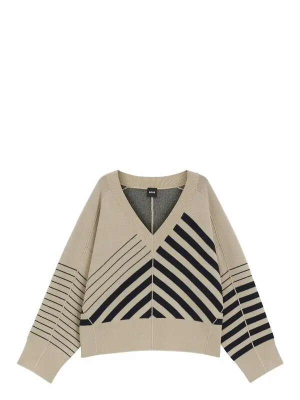 BOSS Wool-cashmere Striped Sweater - Patterned