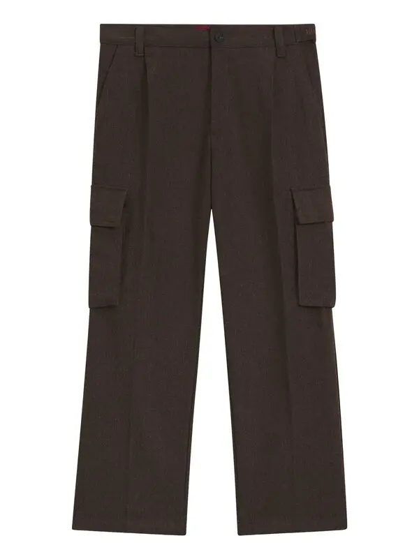 Hugo Slim-fit Herringbone Cargo Trousers - Brown