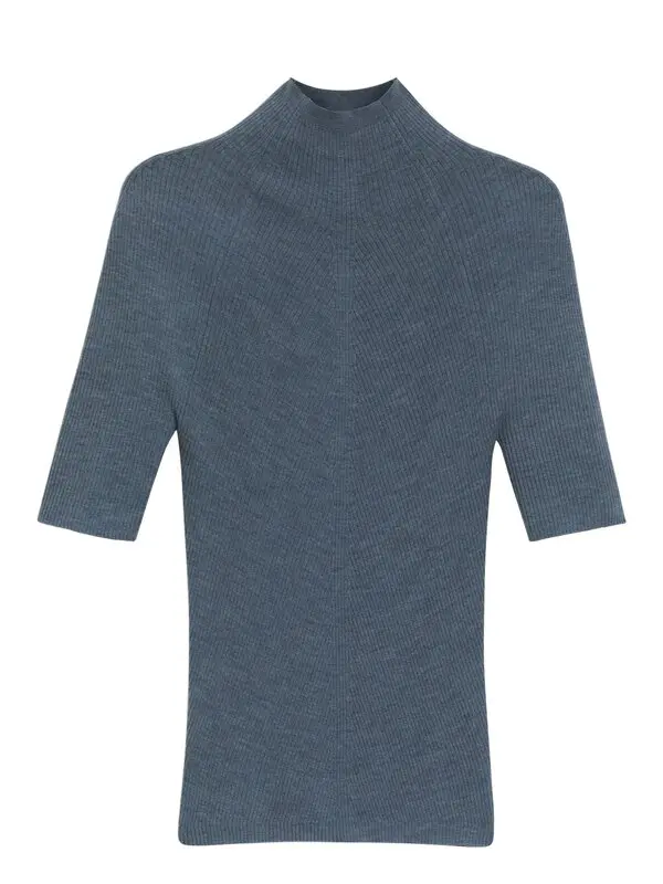 BOSS Virgin-wool Sweater With Mock Neck - Light Blue
