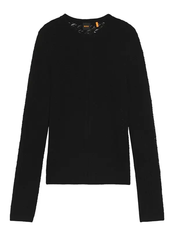 BOSS Fine-gauge Sweater With Knitted Structure - Black