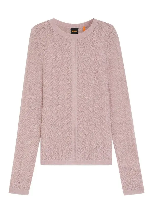BOSS Fine-gauge Sweater With Knitted Structure - Pink