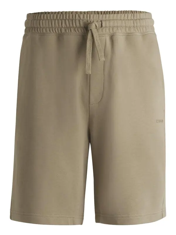 Hugo Cotton Terry Shorts With Logo - Brown