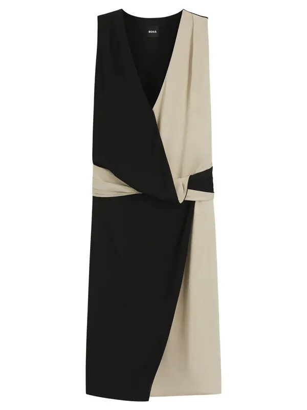 BOSS Color-blocked Wrap Dress - Black