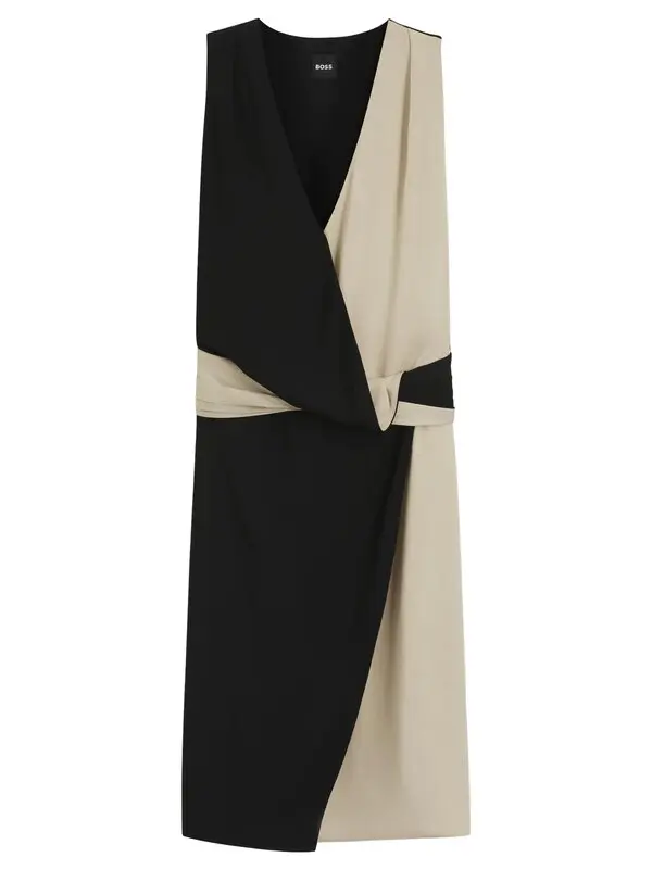 BOSS Color-blocked Wrap Dress - Black