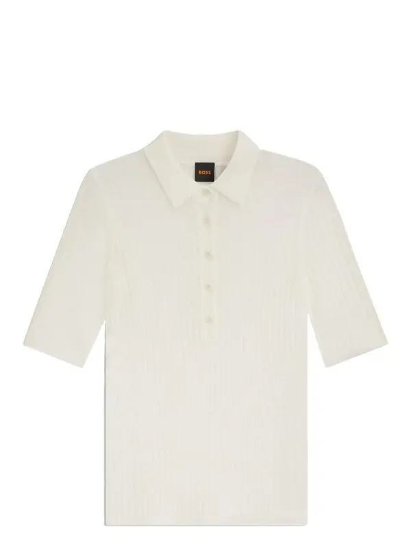 BOSS Polo-collar Wool Blend Knit Sweater - White