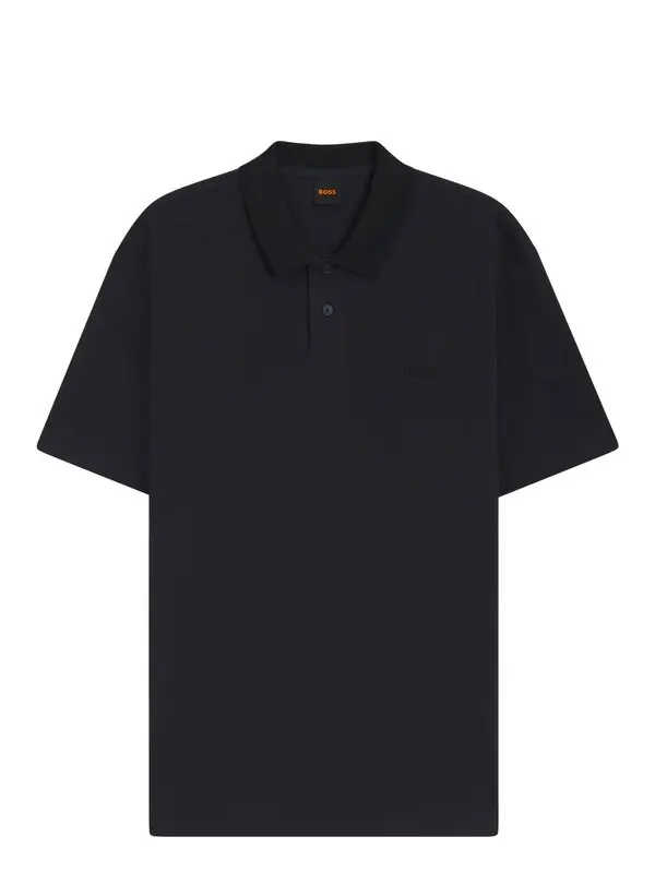 BOSS Logo-detail Polo Shirt In Cotton Piqu - Dark Blue