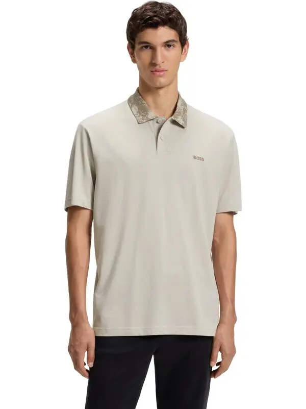 BOSS Logo-detail Polo Shirt In Cotton Piqu - Light Beige