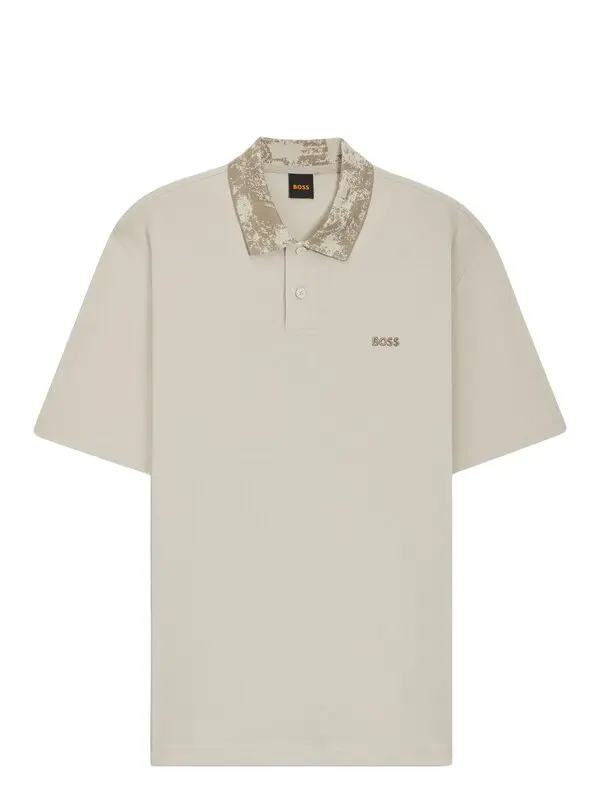 BOSS Logo-detail Polo Shirt In Cotton Piqu - Light Beige