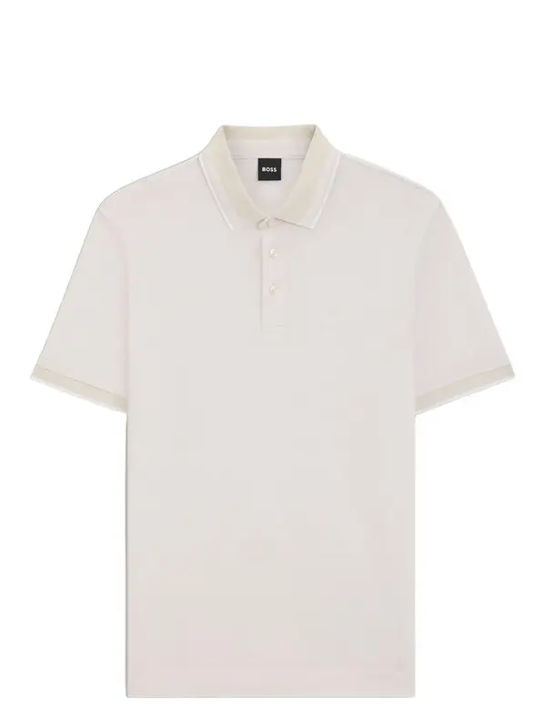 BOSS Logo-detail Polo Shirt In Cotton Piqu - White