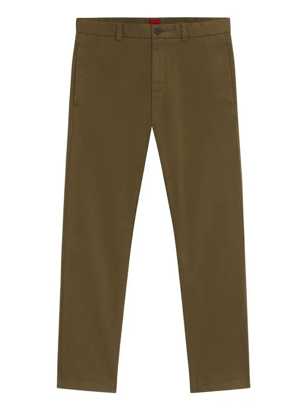 Hugo Slim-fit Stretch-cotton Gabardine Trousers - Light Green