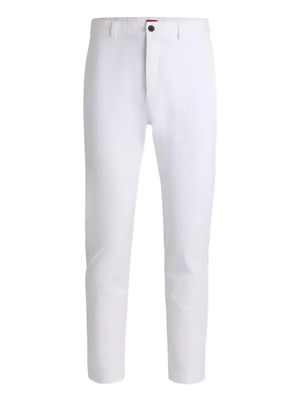Hugo Slim-fit Stretch-cotton Gabardine Trousers - White