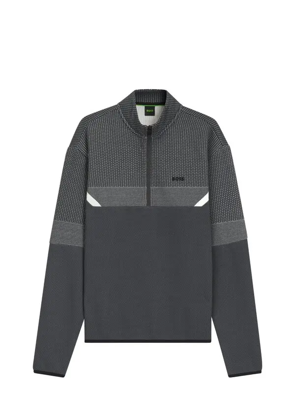 BOSS Relaxed-fit Quilted Jacquard Sweatshirt - Dark Grey