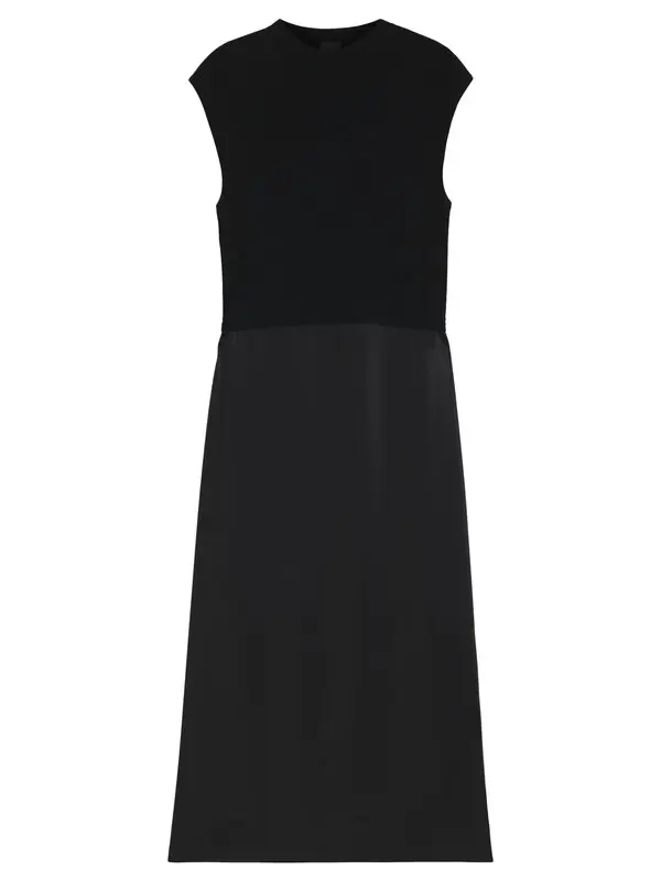 BOSS Knitted Dress With Satin Skirt - Black