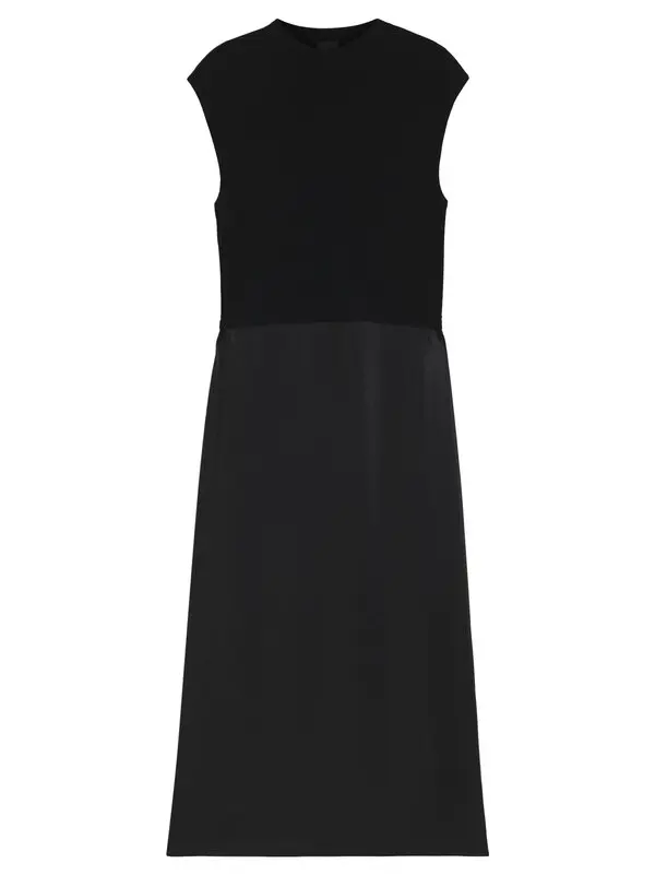 BOSS Knitted Dress With Satin Skirt - Black