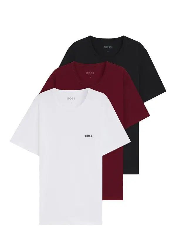 BOSS Three-pack Of Cotton Underwear T-shirts With Logos - Patterned