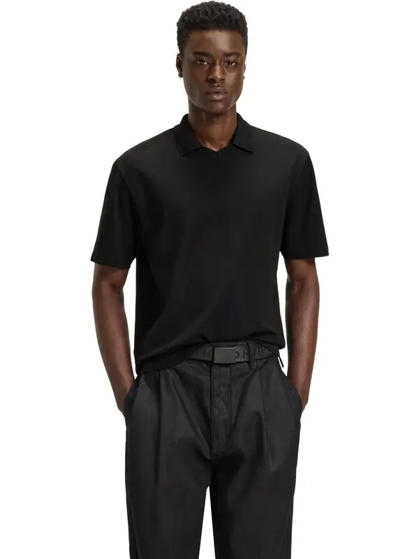 Hugo Polo Shirt In Mercerised Stretch-cotton Piqu - Black