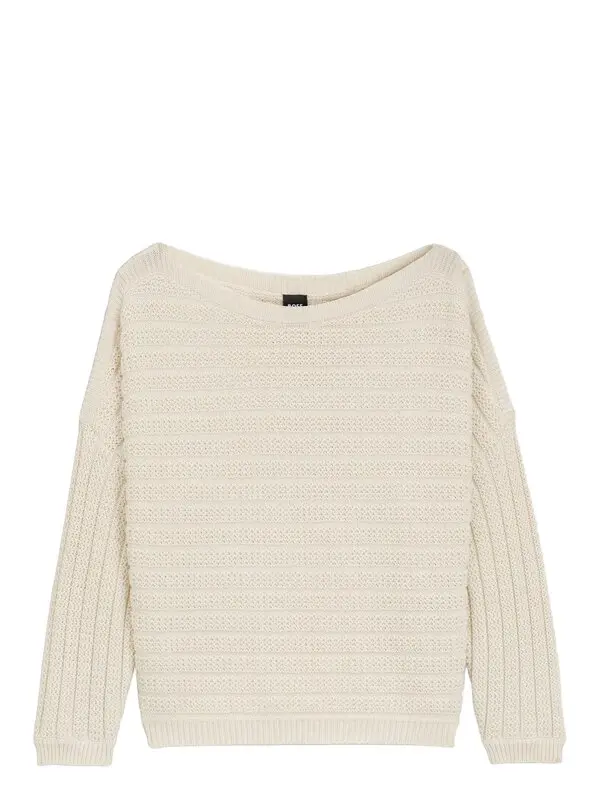 BOSS Cotton-blend Knitted Sweater - White