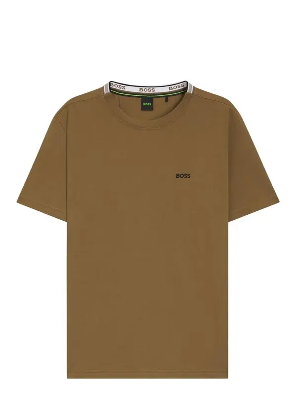 BOSS Embroidered-logo T-shirt In Cotton Piqu - Brown