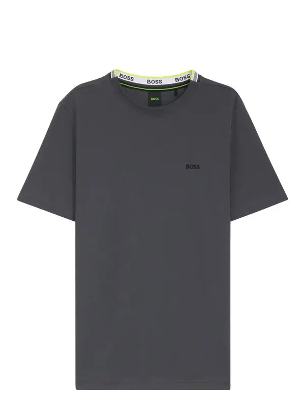 BOSS Embroidered-logo T-shirt In Cotton Piqu - Dark Grey