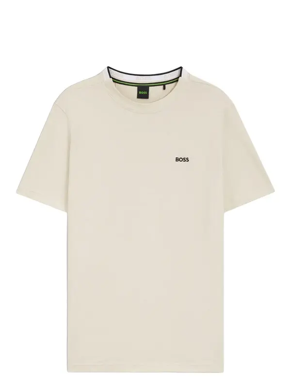 BOSS Embroidered-logo T-shirt In Cotton Piqu - White