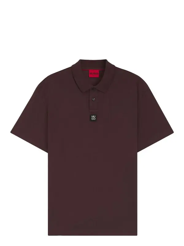 Hugo Stacked-logo Polo Shirt In Interlock Cotton - Light Brown