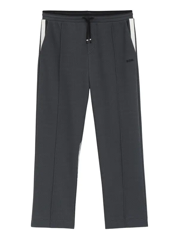 BOSS Quilted-jacquard Tracksuit Bottoms In A Relaxed Fit - Dark Grey