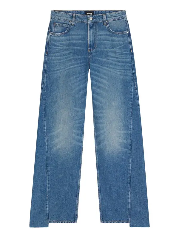 BOSS Relaxed-fit Jeans With Stepped Hems - Dark Blue
