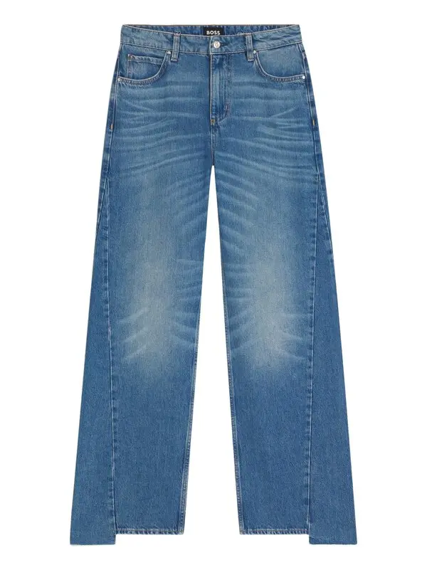 BOSS Relaxed-fit Jeans With Stepped Hems - Dark Blue