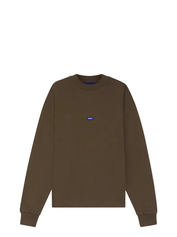 Hugo Cotton-terry Sweatshirt With Logo Patch - Dark Brown