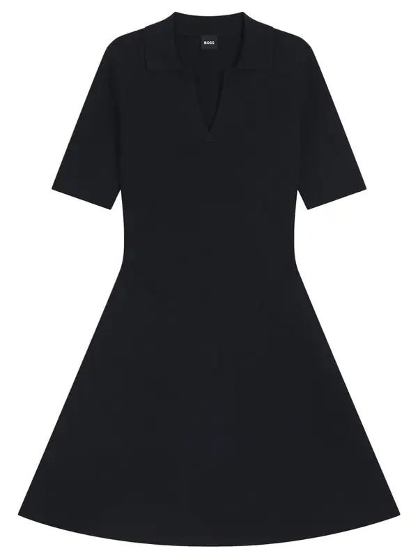 BOSS Knitted Skipper Collar Dress - Dark Blue