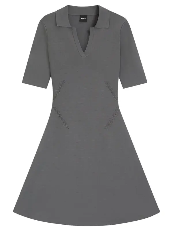BOSS Knitted Skipper Collar Dress - Dark Grey