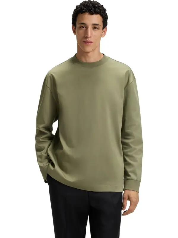BOSS Mercerised-cotton T-shirt In A Relaxed Fit - Green